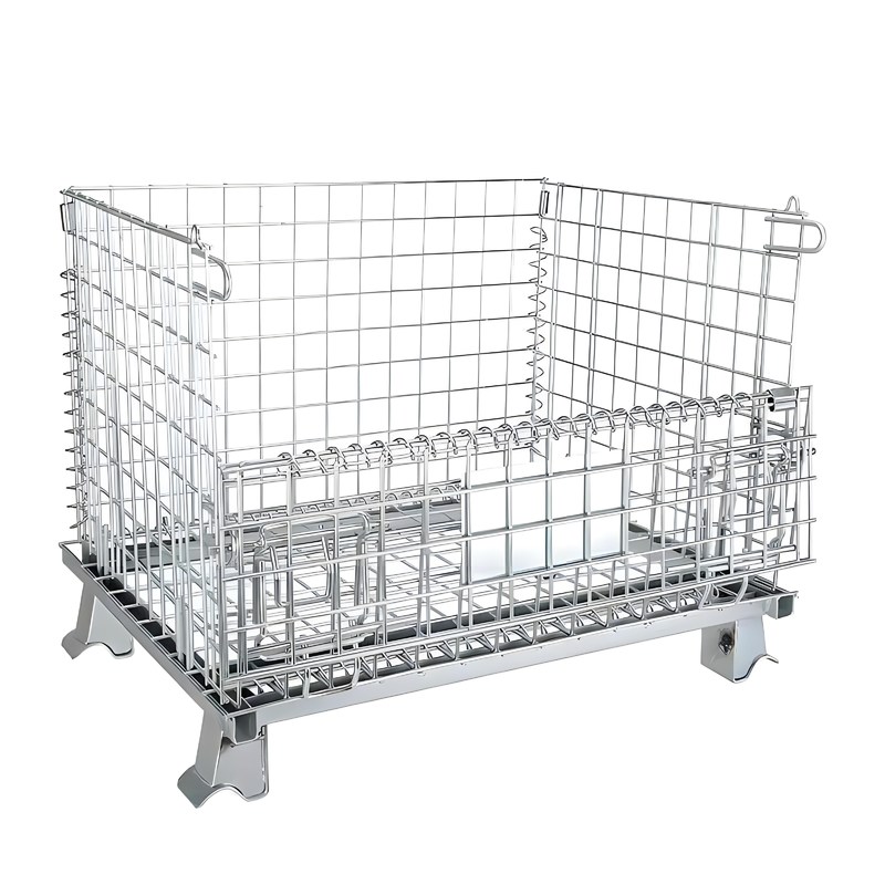 Stackable Pallet Cage Foldable Wire Cage Steel Pallet Container Wire ...