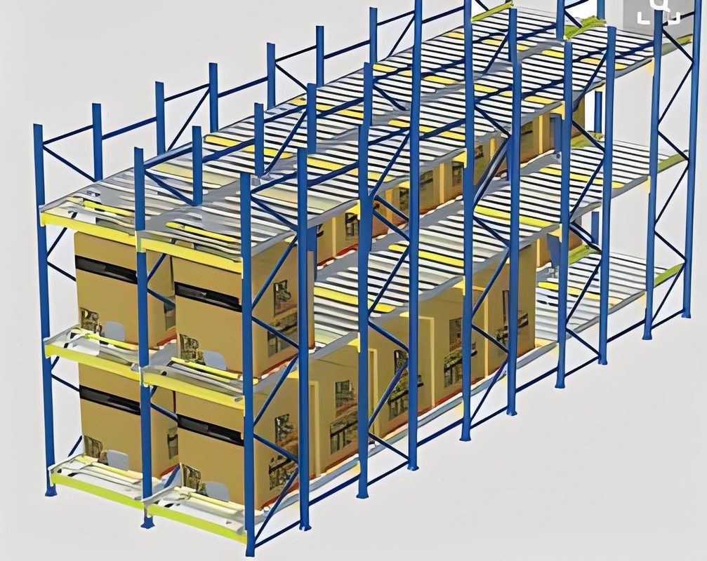 Warehouse Industrial Heavy Duty Gravity Roller Racking For Pallets Shelf