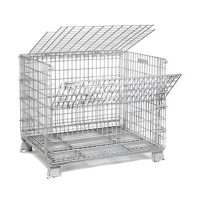Heavy Duty Warehouse Portable Galvanized Folding Wire Mesh Storage Cage ...