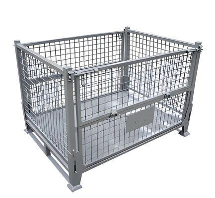 Stackable Collapsible Steel Wire Mesh Pallet Rack Shelving Cage Heavy Duty