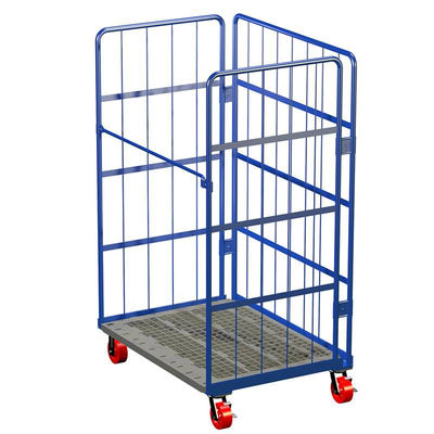 Steel Zinc Wire Mesh Roll Cage Pallet Trolley for Warehouse Supermarket ...